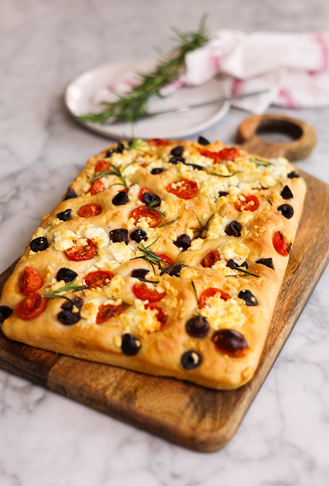 Dodoni Recipes: Tomato, olive and feta foccacia